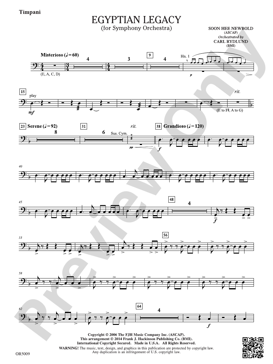 Egyptian Legacy: Timpani: Timpani Part: Carl Rydlund - Digital Sheet Music Download