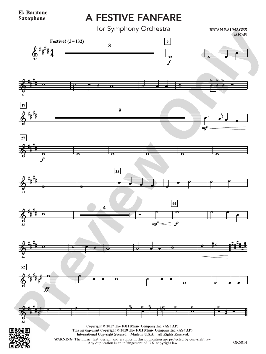 A Festive Fanfare: Optional E-flat Baritone Saxophone: Optional E-flat Baritone Saxophone Part ...