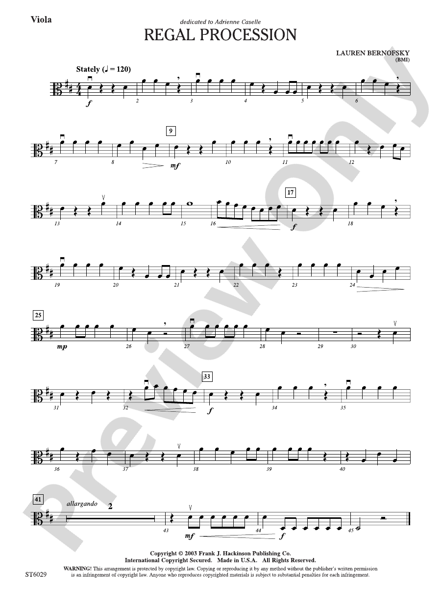 Regal Procession: Viola: Viola Part: Lauren Bernofsky - Digital Sheet ...