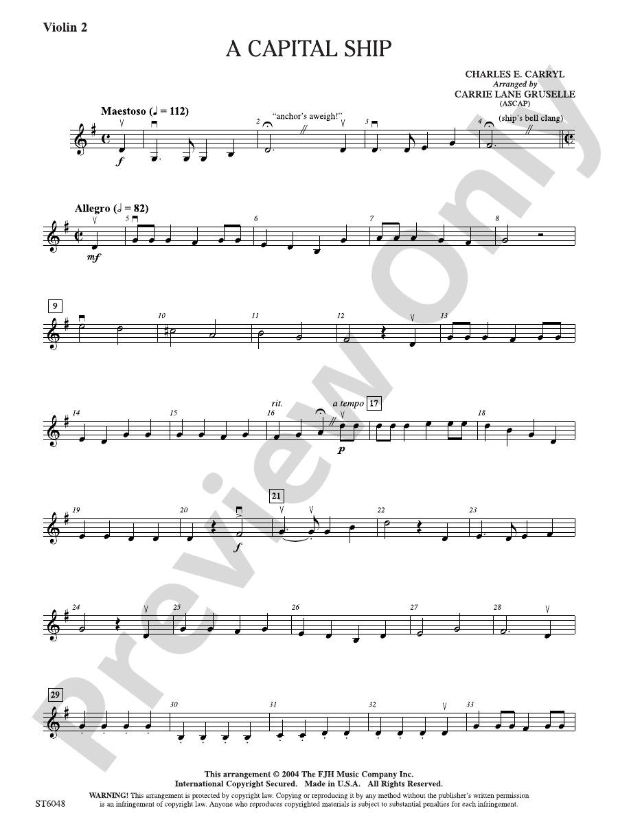 A Capital Ship: Violin 2: Violin 2 Part: Charles E. Carryl - Digital ...