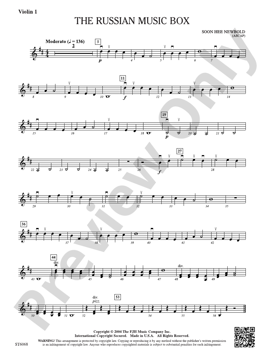 The Russian Music Box: Violin 1: Violin 1 Part: Soon Hee Newbold ...