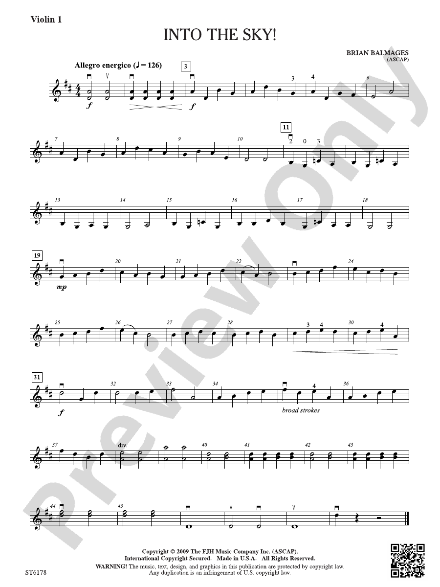 Into the Sky!: Violin 1: Violin 1 Part: Brian Balmages - Digital Sheet ...