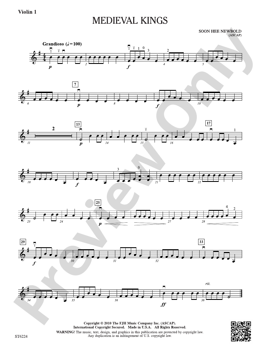 Medieval Kings: Violin 1: Violin 1 Part: Soon Hee Newbold - Digital ...