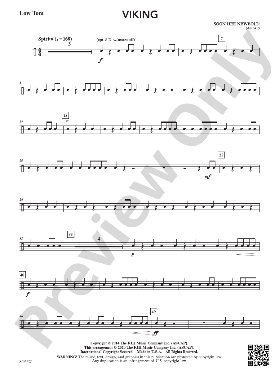 Viking: Percussion: Percussion Part: Soon Hee Newbold - Digital Sheet ...