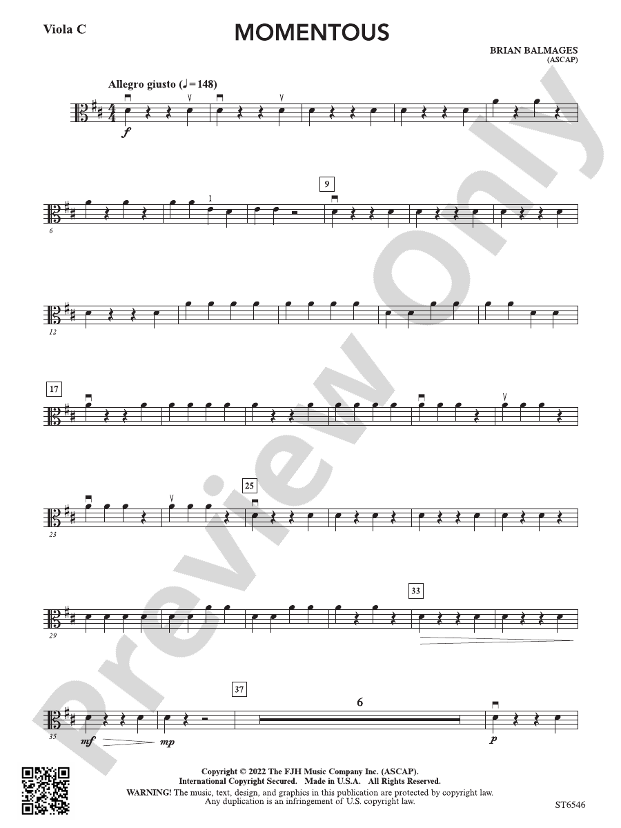 Momentous (for single or multi-level string orchestra): Viola C: Viola ...