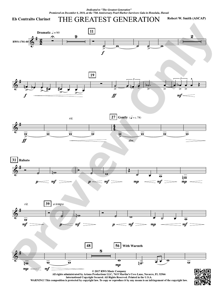 The Greatest Generation - For Symphonic Band: E-flat Contra-Alto ...