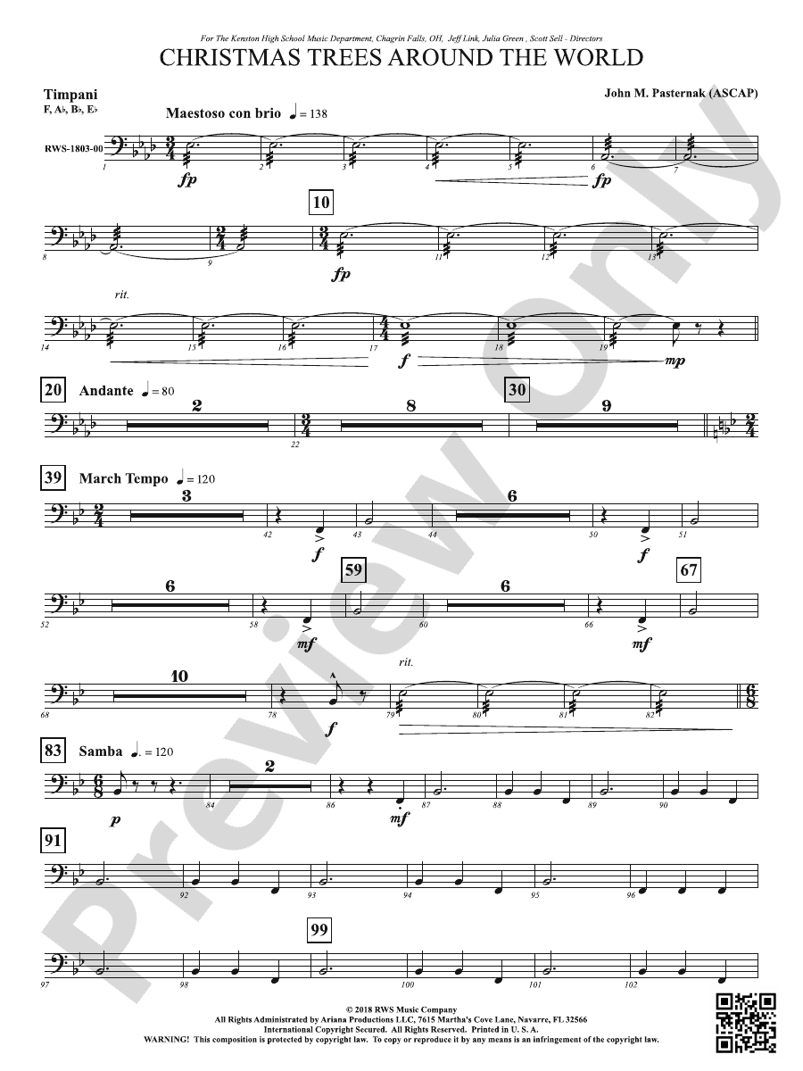 Christmas Trees Around the World: Timpani: Timpani Part: John M ...