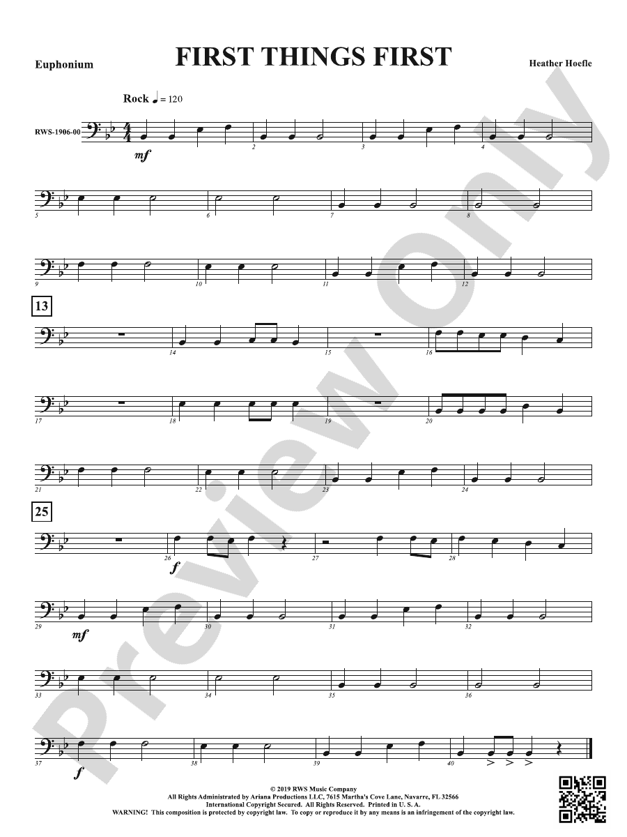 First Things First: Baritone B.C.: Baritone B.C. Part: Heather Hoefle - Digital Sheet Music Download
