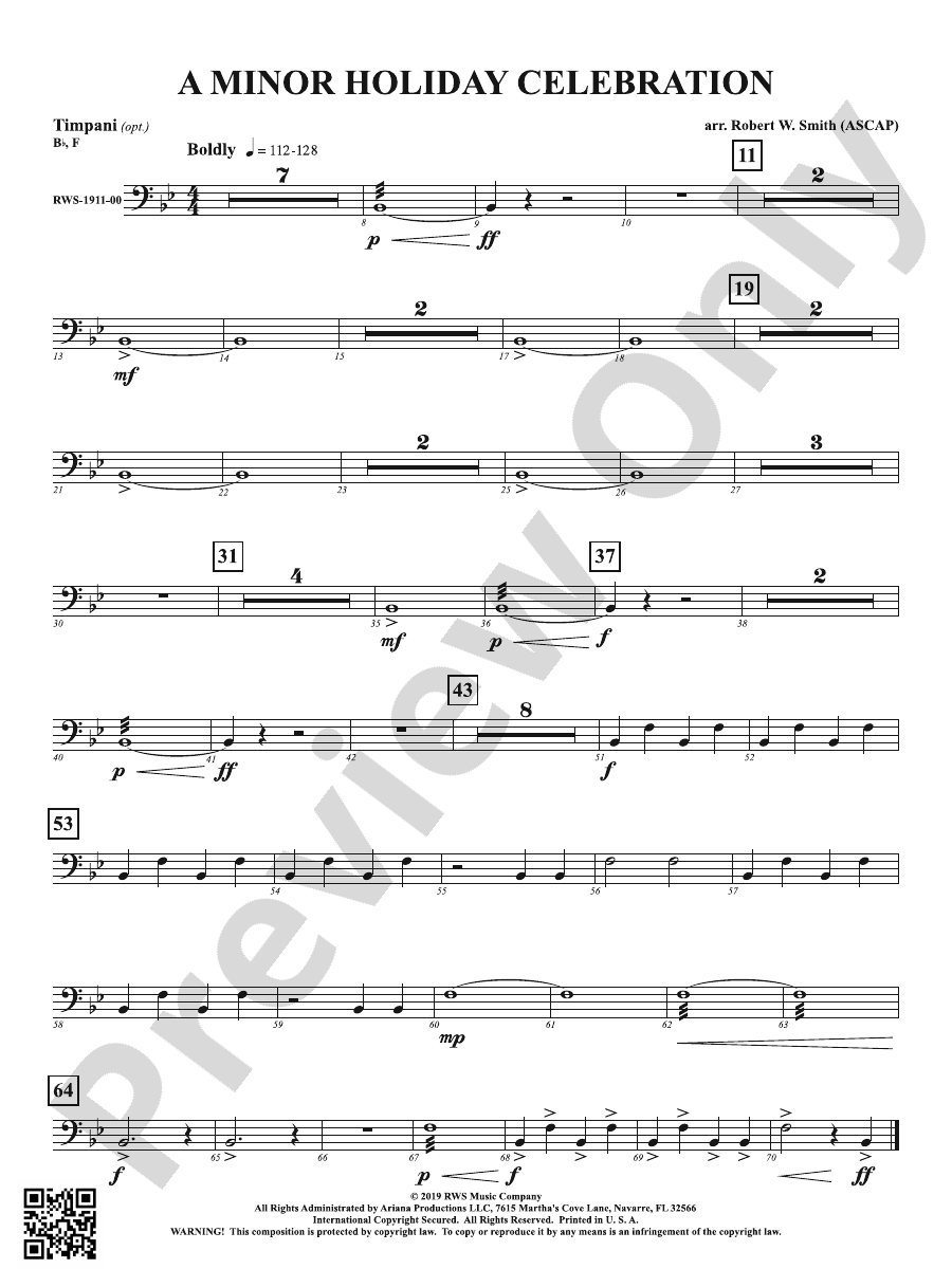 A Minor Holiday Celebration: Timpani: Timpani Part - Digital Sheet ...