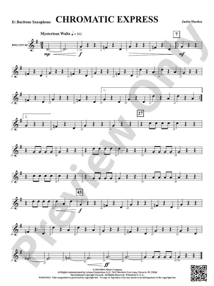 Chromatic Express: E-flat Baritone Saxophone: E-flat Baritone Saxophone Part: Justin Harden ...