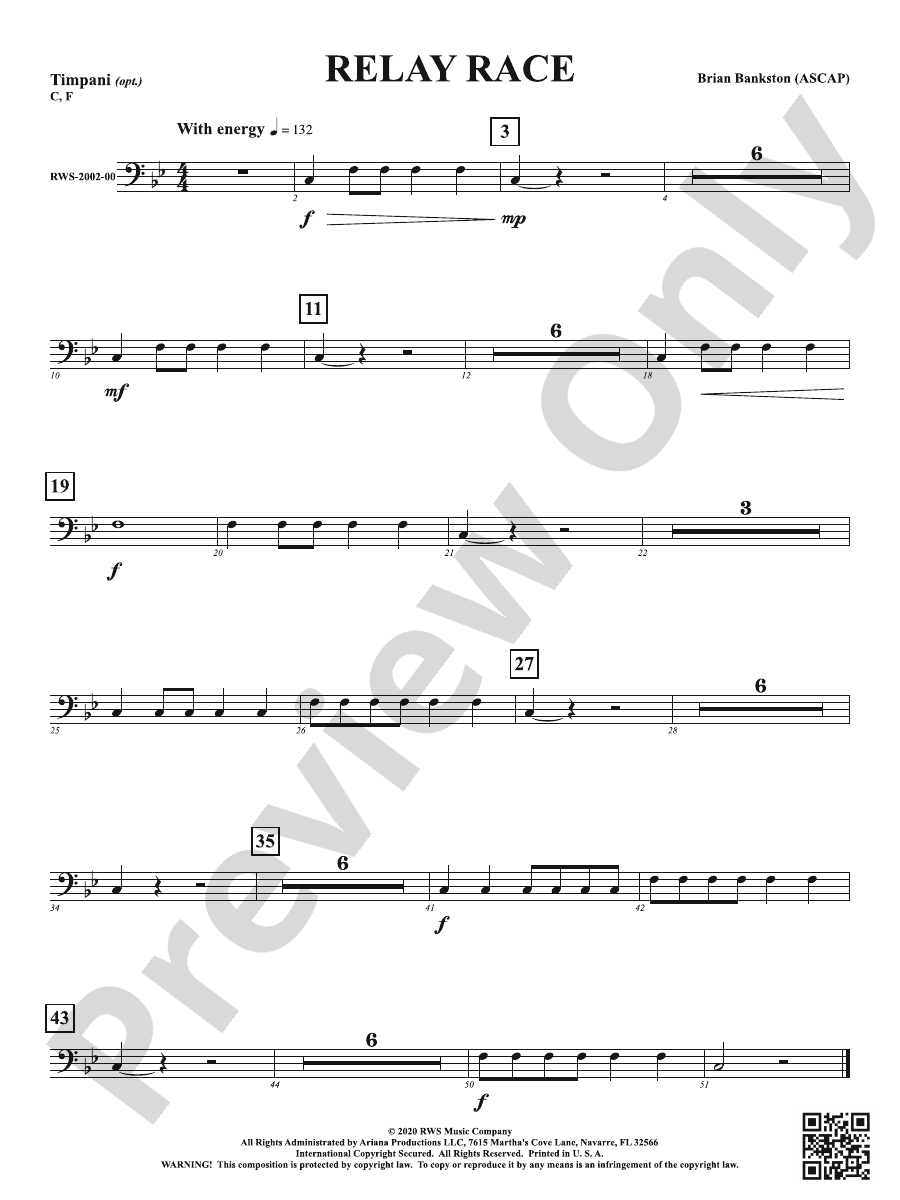 Relay Race: Optional Timpani: Optional Timpani Part: Brian Bankston ...