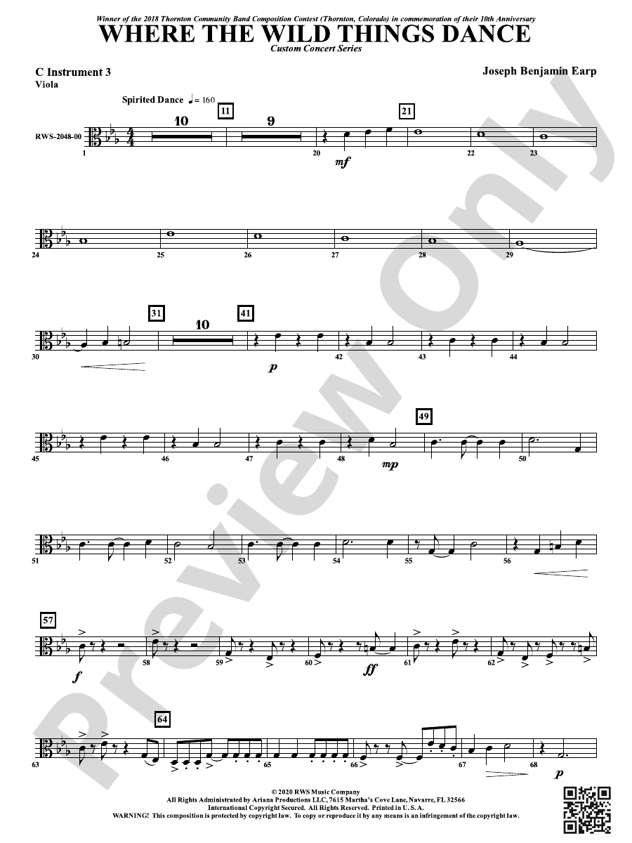 Where the Wild Things Dance: Part 3 - Viola: Part 3 - Viola Part: Joseph Benjamin Earp - Digital ...
