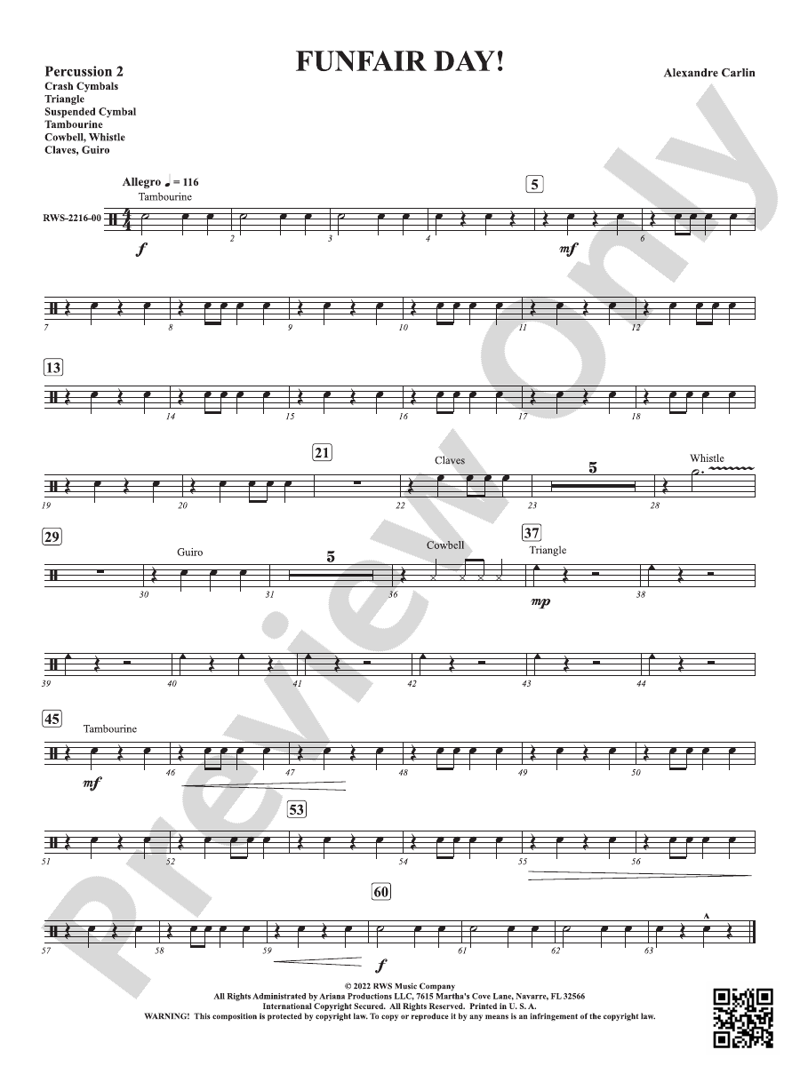 Funfair Day!: 2nd Percussion: 2nd Percussion Part: Alexandre Carlin ...