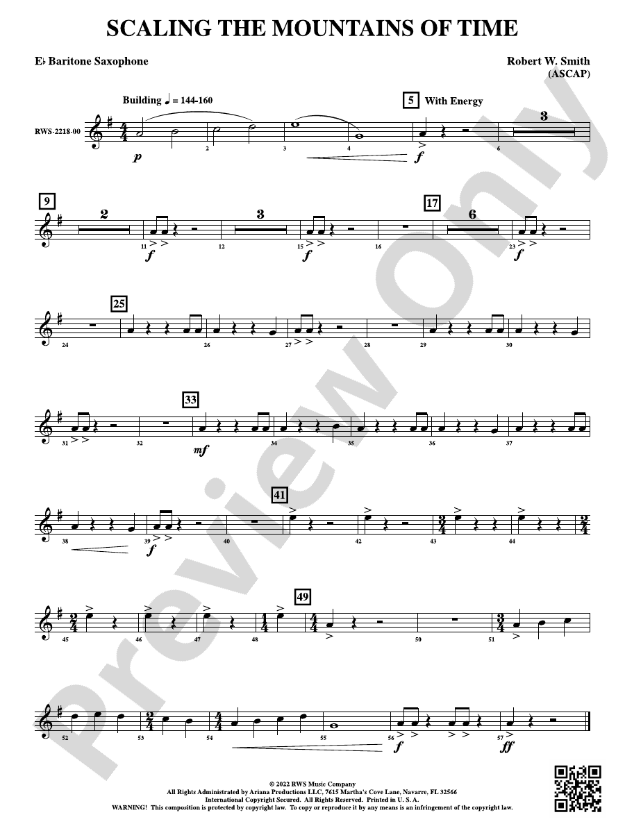 Scaling the Mountains of Time: E-flat Baritone Saxophone: E-flat Baritone Saxophone Part: Robert ...