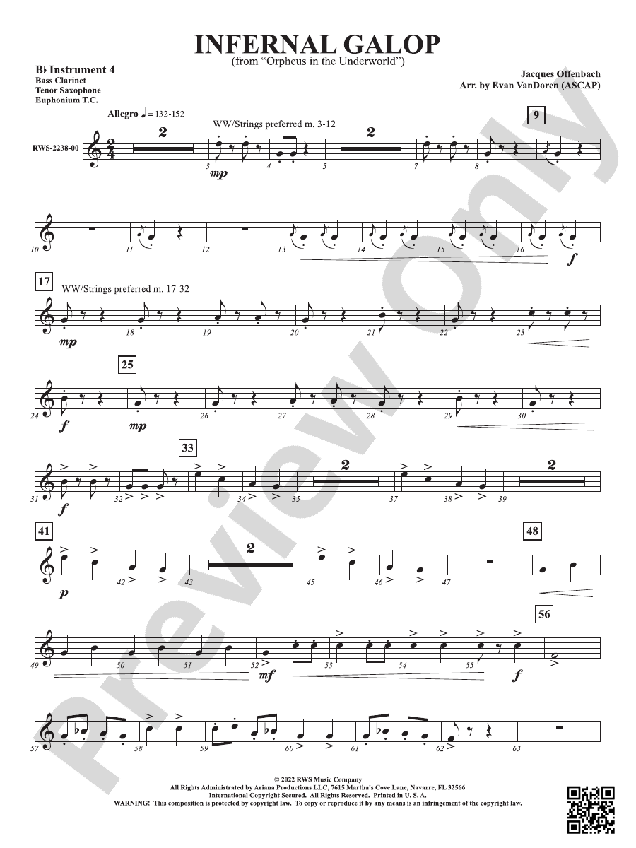 Infernal Galop - From Orpheus in the Underworld: Part 4 - B-flat ...