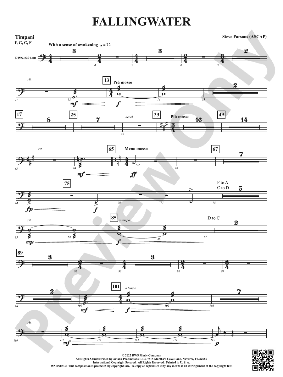 Fallingwater: Timpani: Timpani Part: Steve Parsons - Digital Sheet ...