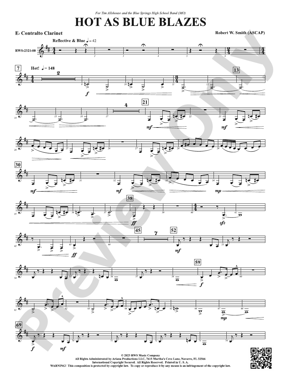 Hot As Blue Blazes: E-flat Contra-Alto Clarinet: E-flat Contra-Alto ...