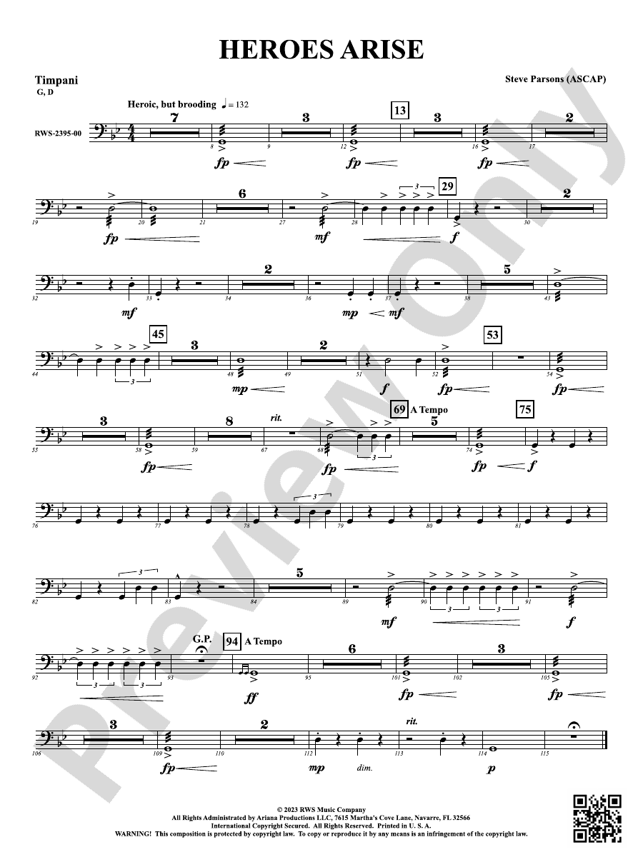 Heroes Arise: Timpani: Timpani Part: Steve Parsons - Digital Sheet ...
