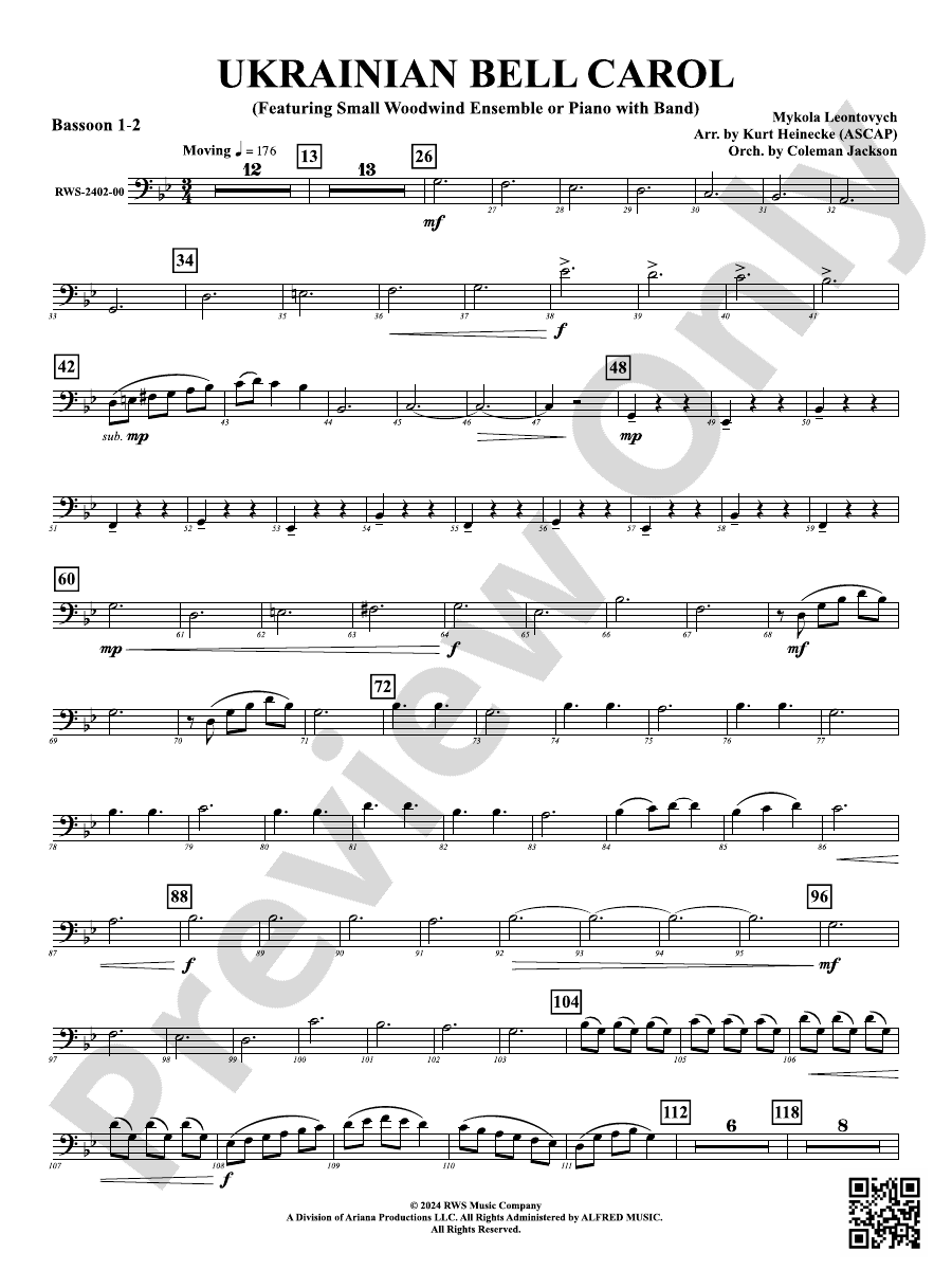 Ukrainian Bell Carol (Featuring a Small Woodwind Ensemble or Piano with ...