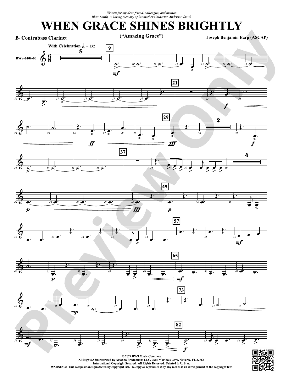 When Grace Shines Brightly - ("Amazing Grace"): B-flat Contrabass ...