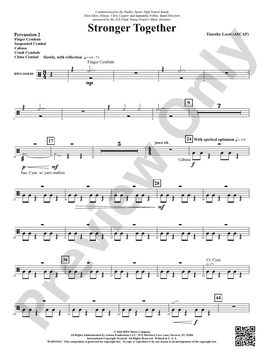 Stronger Together: 2nd Percussion: 2nd Percussion Part: Timothy Loest ...