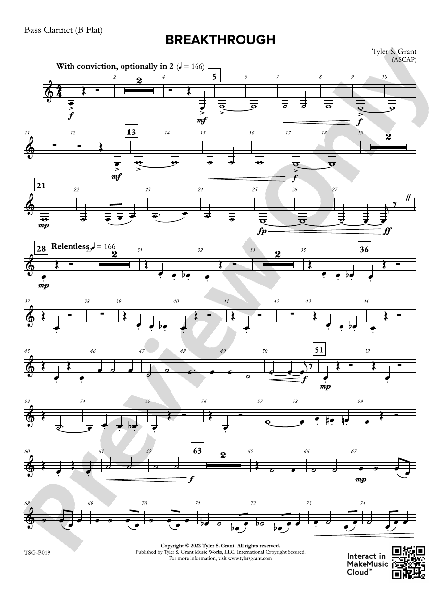 Breakthrough: Bass Clarinet: Bass Clarinet Part - Digital Sheet Music ...