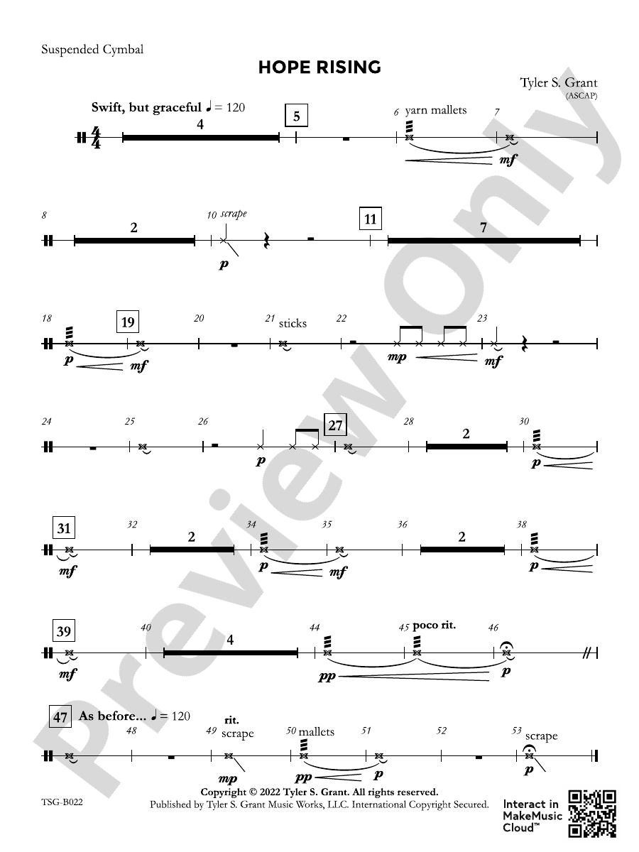 Hope Rising: Suspended Cymbal: Suspended Cymbal Part - Digital Sheet ...
