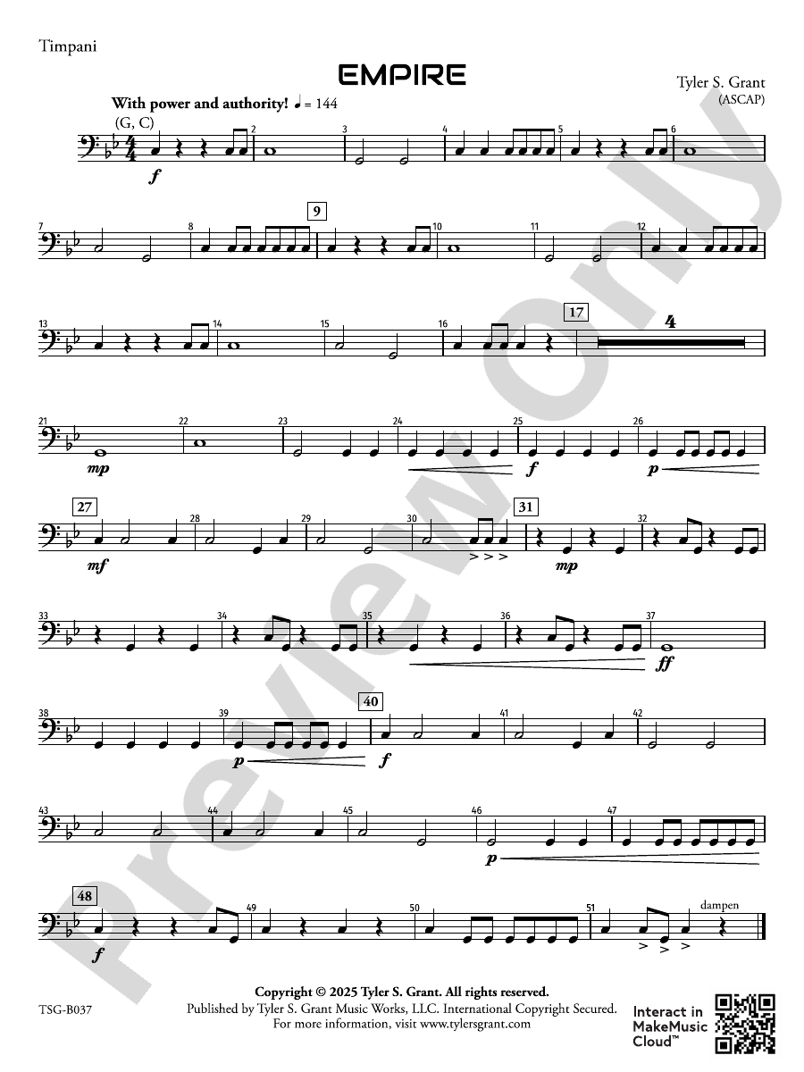 Empire: Timpani: Timpani Part: Tyler S. Grant - Digital Sheet Music ...