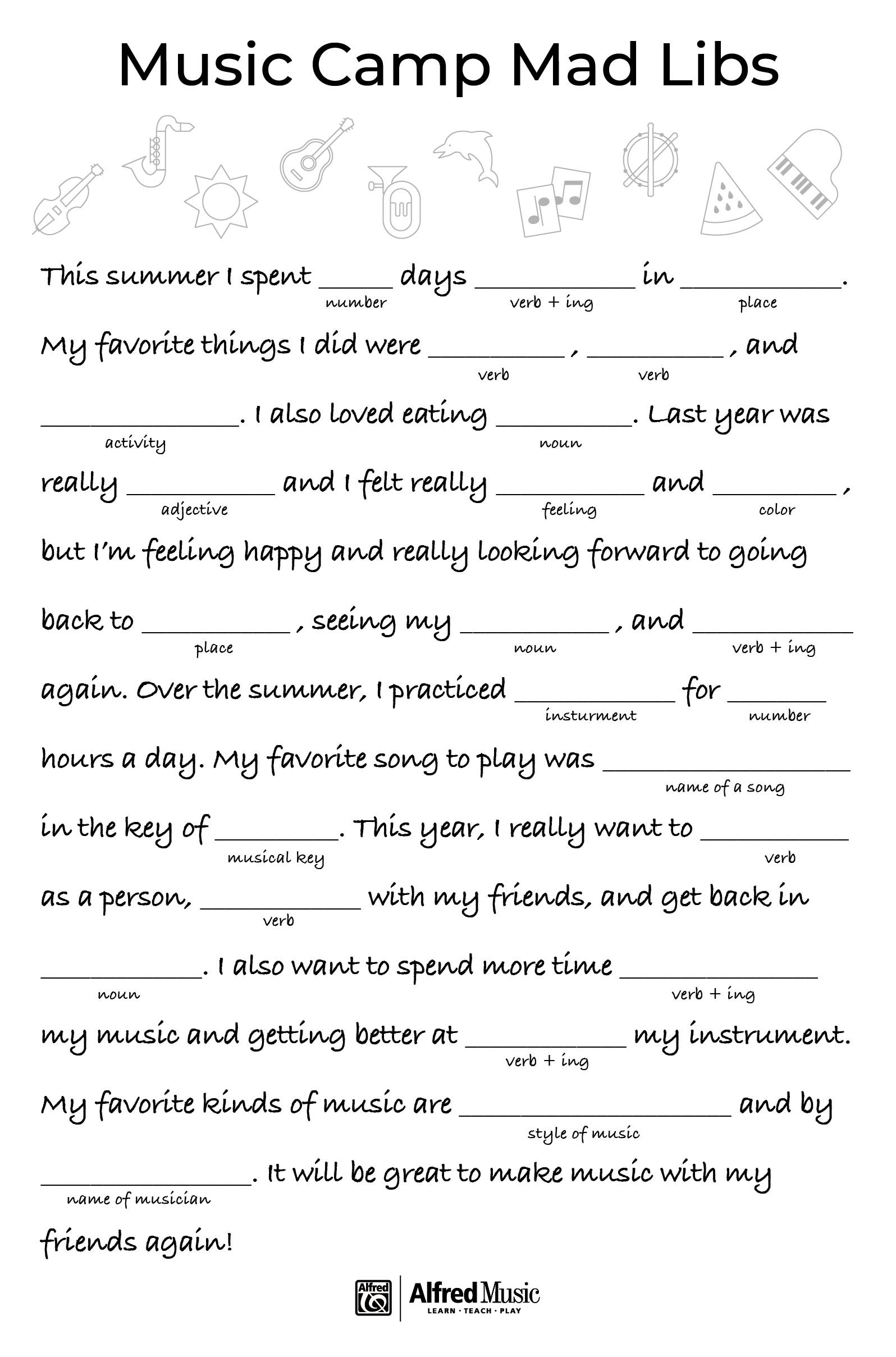 Free Activity: Back-to-School Mad Lib