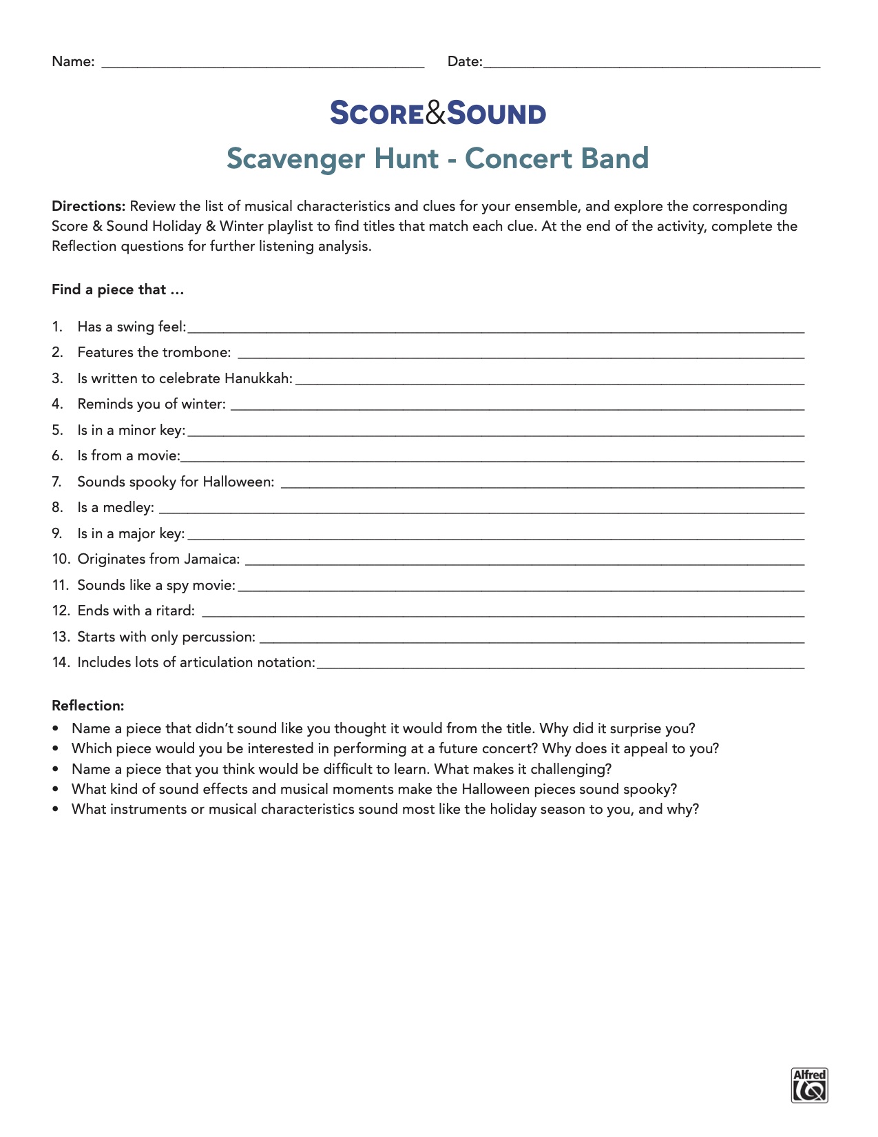 Free Music Activity: Score & Sound Scavenger Hunt